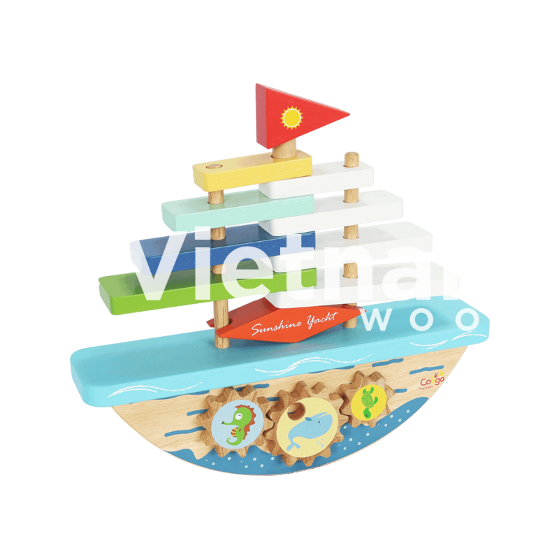 Balancing Boat with Flag VT01 - Viet Nam Wood